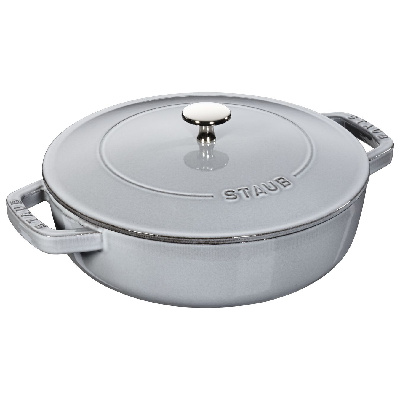 STAUB Round Cast Iron Sauté Pan With Chistera Lid 24 cm Graphite Grey ...