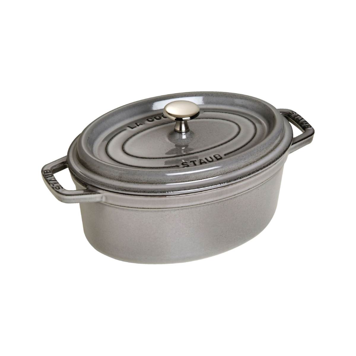 STAUB Cast Iron Oval Cocotte 23 cm Graphite Grey - Erresse Shop